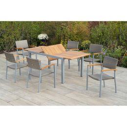 Merxx Garten-Essgruppe »Silano« 7 Stk. tlg. silber/graubeige +
