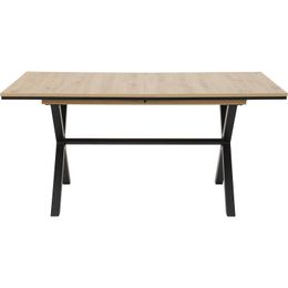 Hela Essgruppe »SAAR« 6 Stk. tlg. Tisch 160-200x90 cm, Einlegeplatte, X-Gestell, Stuhl 360° drehbar Artisan Eiche/Schwarz/Anthrazit + Anthrazit +...