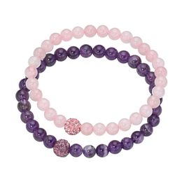 Firetti Armband Set »Multipack Schmuck Geschenk Armschmuck Armketten Edelstein« mit Edelsteinen lila-rosa + lila-rosa Modisches 2-tlg. Armband-Set,...