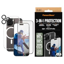 PanzerGlass Displayschutzglas »3-in-1 Protection, Glass, Hoops, Case« für Apple iPhone 16 Pro Max Displayschutzfolie, Schutzfolie,...