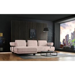 Hukla Ecksofa »HU-HP18064 L-Form« Optional mit motorischer Vorziehbank, stylische Reling Kama rose