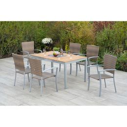 Merxx Garten-Essgruppe »Savona« 7 Stk. tlg. silber/naturgrau +