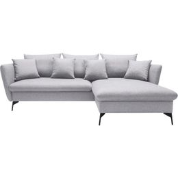 Andas Ecksofa »LIVORNO, 258 cm, L-Form, « Schlaffunktion u. Bettkasten (139/224cm), Samt, Struktur, Webstoff Grau