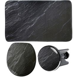 Sanilo Badaccessoire-Set &raquo;Granit&laquo; schwarz MDF