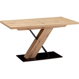 MASSIVLINE&MORE S&auml;ulen-Esstisch &raquo;SK Kota, S&auml;ulentisch, K&uuml;chentisch, Tisch, Esstisch&laquo; 2 Stk. tlg. mit Einlegepatte (40 cm), Platte und Bodenpatte...