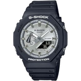 Casio G-SHOCK Chronograph Quarzuhr, Armbanduhr, Herrenuhr, digital, bis 20 bar wasserd.Resinarmband schwarz-silberfarben Topaktueller...