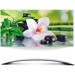 Artland Wandbild &raquo;Spa Steine Bambus Zweige Orchidee&laquo; Zen 1 Stk. tlg. 3D Optik gebogen Farbe Bild(er): gr&uuml;n