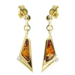 OSTSEE-SCHMUCK Paar Ohrh&auml;nger &raquo;Ohrh&auml;nger Agneta Ohrh&auml;nger Agneta&laquo; 20 x 8 mm Sch&ouml;ne Ohrh&auml;nger mit strahlenden Bernsteinen