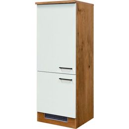 Flex-Well K&uuml;chenzeile &raquo;Vintea&laquo; 60 cm breit, inklusive K&uuml;hlschrank K&uuml;che: wei&szlig; + Front: Magnolia + Korpus: Lancelot Oak + Arbeitsplatte: Lancelot...