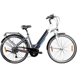 Zündapp ZÜNDAPP »Z901« 7 Gang Shimano Tourney RD-TY300 Schaltwerk Kettenschaltung Mittelmotor 250 W Pedelec, Elektrofahrrad für Damen u. Herren grau, weiß