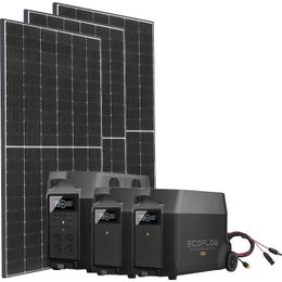 EcoFlow Solaranlage &raquo;Delta Pro Powerstation mit 3 x 415W Gerahmtes Solarmodul&laquo; mit 2x 3, 6kWh Zusatzbatterie, Plug and play schwarz 1-seitig aufgebaut