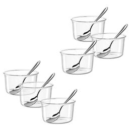 Leonardo Schale »VETRO, Ø 9 cm, 6 Schalen + 6 Eislöffel« 12 Stk. aus Glas spülmaschinengeeignet transparent