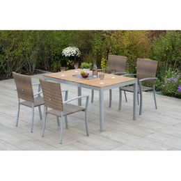 Merxx Garten-Essgruppe »Savona« 5 Stk. tlg. silber/naturgrau +
