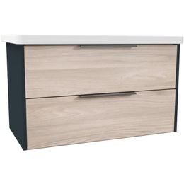 Welltime Waschtisch &raquo;Novara&laquo; 2 tlg. Korpus Anthrazit Matt, Front Optik Steinesche + Anthrazit Matt
