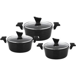 CS SOLINGEN CARL SCHMIDT SOHN Topf-Set »Monheim« Aluminium Set, 1x Kochtopf Ø 16 cm, 1x Kochtopf Ø 20 cm, 1x Kochtopf Ø 24 cm, 6 Stk. tlg. Induktion schwarz