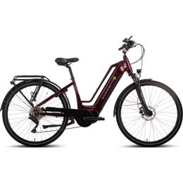 SAXONETTE &raquo;Quantum Plus&laquo; 8 Gang Shimano Nexus Schaltwerk Nabenschaltung Mittelmotor 250 W Pedelec, Elektrofahrrad f&uuml;r Damen u. Herren bordeaux+schwarz