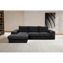 WERK2 Ecksofa »Rozzana Design Ecksofa mit hohem Komfort, zeitlos & elegant, L-Form, « in kuschelweichen Trendstoffen Cord, Breitcord und Plüsch...