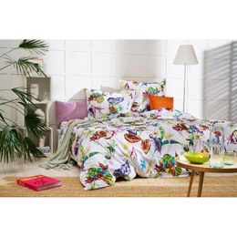 Apelt Bettwäsche »Nina« Sommer Bettwäsche im Ibiza Style, Exotische Blüten und Blätter weiß Obermaterial: 100% Baumwolle B/L: 155 cm x 220 cm