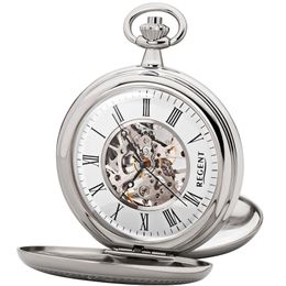 Regent Uhren REGENT Taschenuhr »P704-19377740« Herrenuhr, Handaufzug, skelettiertes Zifferblatt, Geschenkidee edelstahlfarben Stilvolle Herrentaschenuhr