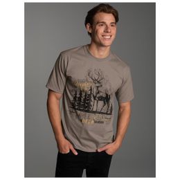 TRIGEMA T-Shirt »T-Shirt mit großem Hirsch-Printmotiv« 1 Stk. tlg. taupe XL XL DELUXE-Single-Jersey