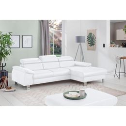 COTTA Ecksofa »Komaris L-Form, B: 244 cm« mit Kopfteilverstellung, optional Bettfunktion, Bettkasten & Licht weiß
