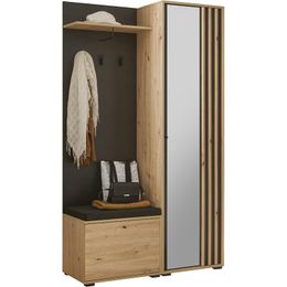 HBZ-MEBLE HBZ Kompaktgarderobe »Volano in schwarz Eiche Artisan, BxHxT 114x197x40 cm« 1 Stk. tlg. Mit Schubkästen und Türen mit Softclose artisan...