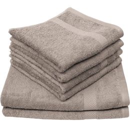 Dyckhoff Handtuch Set »Planet« Set 6 Stk. Frottier 4 Handtücher (50x100cm), 2 Duschtücher (70x140cm) taupe Obermaterial: 100% Baumwolle