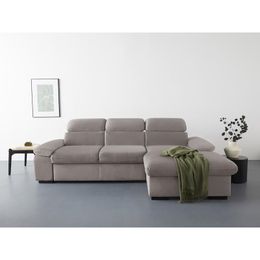 COTTA Ecksofa »Lola L-Form mit Kopfteilfunktion & Hocker« wahlweise mit Bettfunktion, Bettkasten & Armteilverstellung Dark Grey
