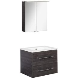 Fackelmann Waschtisch &raquo;Waschplatz-Set B.Perfekt&laquo; 3 tlg. 3-teilig Korpus und Fronten Optik Dark Oak + Optik Dark Oak