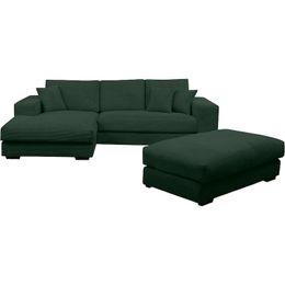 WERK2 Polstergarnitur »Eden L-Form + Hocker. Mega Couch Breite 286cm, Cord« Set, Design Ecksofa + Hocker in Cord mit besonders weichem Sitzkomfort...