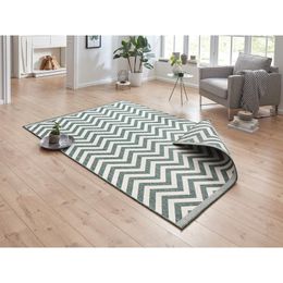NORTHRUGS Teppich »Palma Wendeteppich« rechteckig 5 mm Höhe In-& Outdoor, Wetterfest, Balkon, Läufer, Wohnzimmer, Wasserfest grün Obermaterial:...