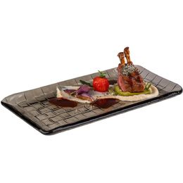 APS Servierteller &raquo;Teller/Sushiboard&laquo; 29,5 x 15,5 cm, schwere Qualit&auml;t grau Glas