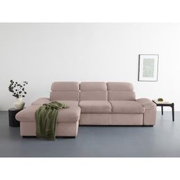 COTTA Ecksofa »Lola L-Form mit Kopfteilfunktion & Hocker« wahlweise mit Bettfunktion, Bettkasten & Armteilverstellung Mud