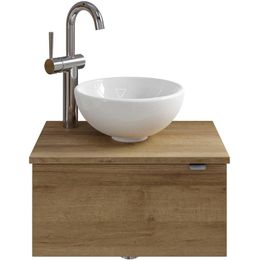 SAPHIR Waschtisch »Serie 6915 Waschschale mit Unterschrank für Gästebad, Gäste WC« Keramik-Aufsatzbecken, Waschtischplatte, Waschtischunterschrank,...