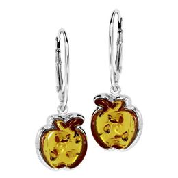 OSTSEE-SCHMUCK Paar Ohrh&auml;nger &raquo;Ohrh&auml;nger Apfel Ohrh&auml;nger Apfel&laquo; 31 x 12 mm Sch&ouml;ne Silberohrh&auml;nger mit Bernstein