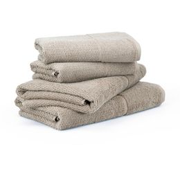 MÖVE FOR FROTTANA Handtuch Set »Pearl« Set 4 Stk. Walkfrottier Set: 2x Handtuch 50/100 und 2x Badetuch 67/140cm cashmere Obermaterial: 100% Baumwolle
