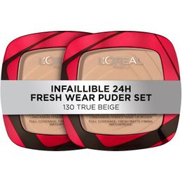 L'ORÉAL PARIS Puder »Doppelpack Infaillible Puder« Mattiert, hohe Deckkraft, leichte, atmungsaktive Formel, wasserfest. 130 True Beige Puder von...
