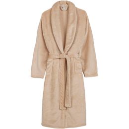 Good Morning Bademantel »Bathrobe uni« Packung, 1x Bademantel, 1 Stk. tlg., Schalkragen, Gürtel, Taschen, Damen & Herren, Velours, Glanz Sand XS/S...