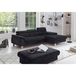 COTTA Ecksofa &raquo;Komaris L-Form, B: 244 cm&laquo; mit Kopfteilverstellung, optional Bettfunktion, Bettkasten & Licht grau Microfaser PRIMABELLE (100% 