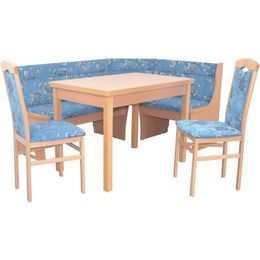 HOFMANN LIVING AND MORE Eckbankgruppe Spar-Set, 4tlg. Set, 4 Stk. tlg. Eckbank mit Stauraum unter den Sitzflächen blau + blau +...
