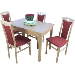 HOFMANN LIVING AND MORE Essgruppe &raquo;5tlg. Tischgruppe&laquo; Spar-Set, 5tlg. Tischgruppe, 5 Stk. tlg. St&uuml;hle montiert orange FSC -zertifiziertes teilmassives