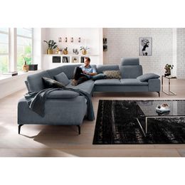 W.Schillig Ecksofa &raquo;valentinoo, Designsofa, elegant und bequem, L-Form&laquo; mit Sitztiefenverstellung, Breite 318 cm blau Chenille-Flachgewebe R66 (85% 
