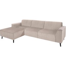 DOMO collection Ecksofa »Amora, inkl. Federkern, hoher Sitzkomfort, Breite 268 L-Form« mit Recamiere, zeitlos und elegant, Komfortsitzhöhe 47cm beige