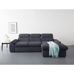 COTTA Ecksofa »Lola L-Form mit Kopfteilfunktion & Hocker« wahlweise mit Bettfunktion, Bettkasten & Armteilverstellung Black
