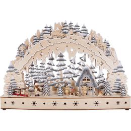 MyFlair MÖBEL & ACCESSOIRES LED Schwibbogen »Weihnachtsdeko« 1 Stk. aus Holz, mit LED Beleuchtung, Höhe ca. 31 cm grau B/H/T: 44 cm x 31 cm x 9,5 cm