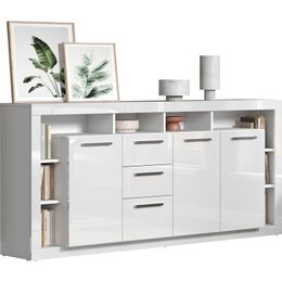 Inosign Sideboard &raquo;Gwendolyn&laquo; Kommode, Breite 200 cm Wei&szlig; Melamin / Wei&szlig; Hochglanz