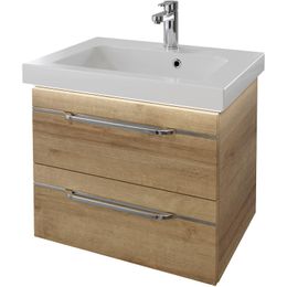 SAPHIR Waschtisch »Serie Balto Mineralmarmor-Waschtisch mit Unterschrank, 64, 4 cm breit« 2 Stk. tlg. Waschplatz mit 2 Schubladen, Badschrank in...