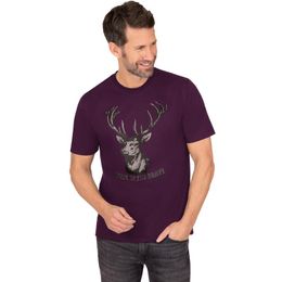 TRIGEMA T-Shirt »T-Shirt mit Hirschmotiv« 1 Stk. tlg. aubergine L L DELUXE-Single-Jersey