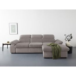 COTTA Ecksofa »Lola L-Form mit Kopfteilfunktion & Hocker« wahlweise mit Bettfunktion, Bettkasten & Armteilverstellung Dark Grey