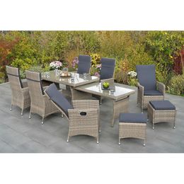 Merxx Garten-Essgruppe »Ravello« 17 Stk. tlg. inkl. Auflagen graubeige +